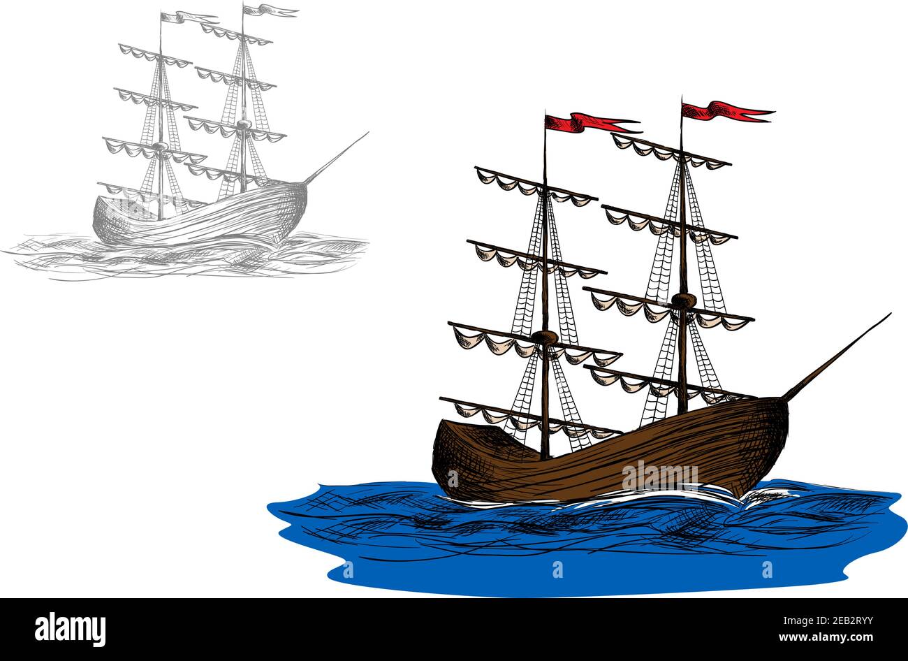 Zweimaster segelschiff Stock-Vektorgrafiken kaufen - Alamy