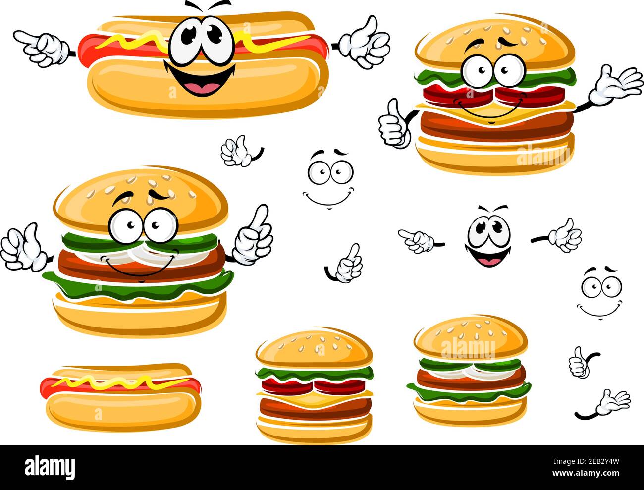 Hamburger And Hot Dogs Cartoons Fast Food Niedlichen Burger Hot Dog