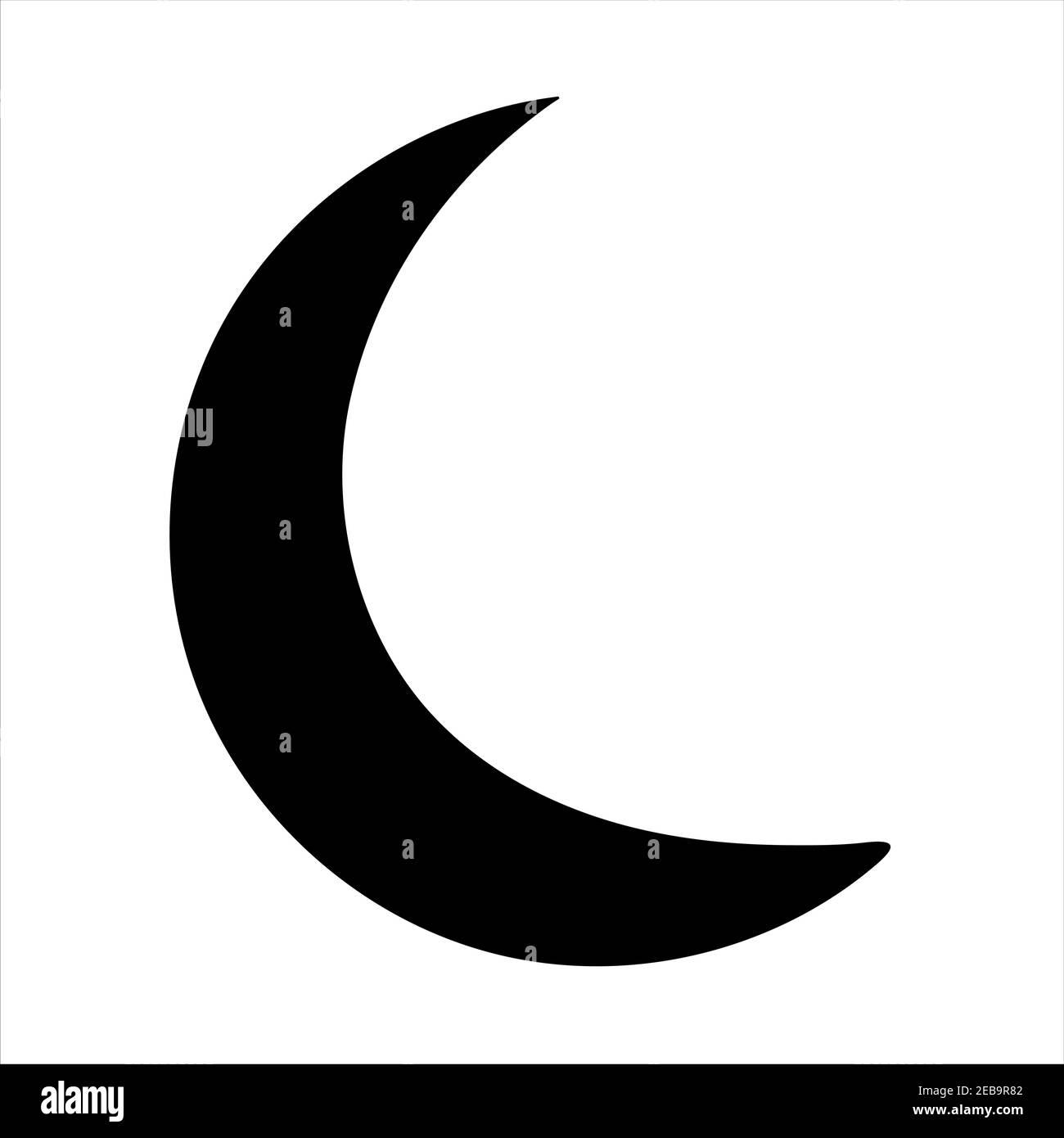 Mond Silhouette, isoliert einfache Hand gezeichnet schwarz und weiß ...