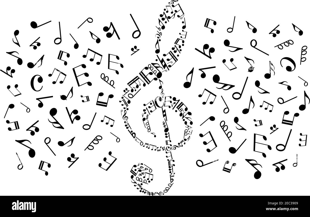Dekorative Musik Symbol des Violinschlüssel aus Noten und Pausen ... Dekorative Musik Symbol des Violinschlüssel aus Noten und Pausen ...