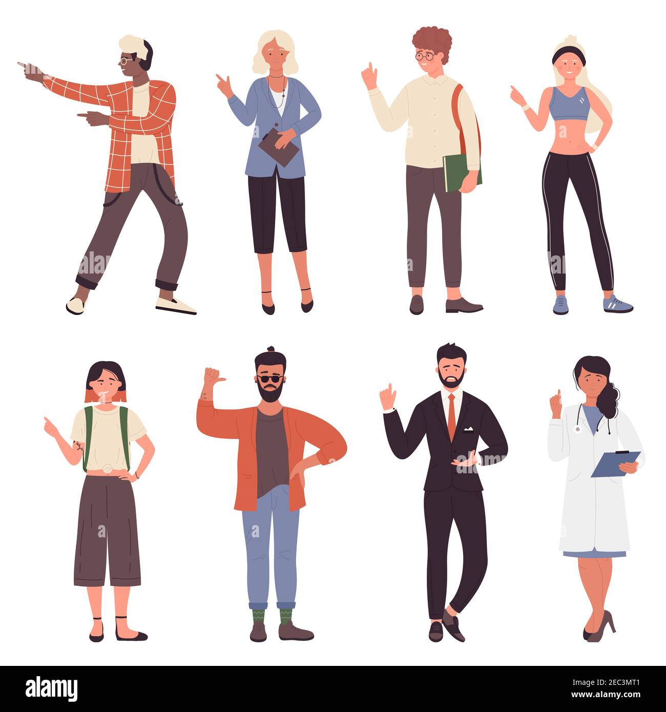 Menschen zeigen Finger, Gesten und Posen Vektor Illustration Set ...