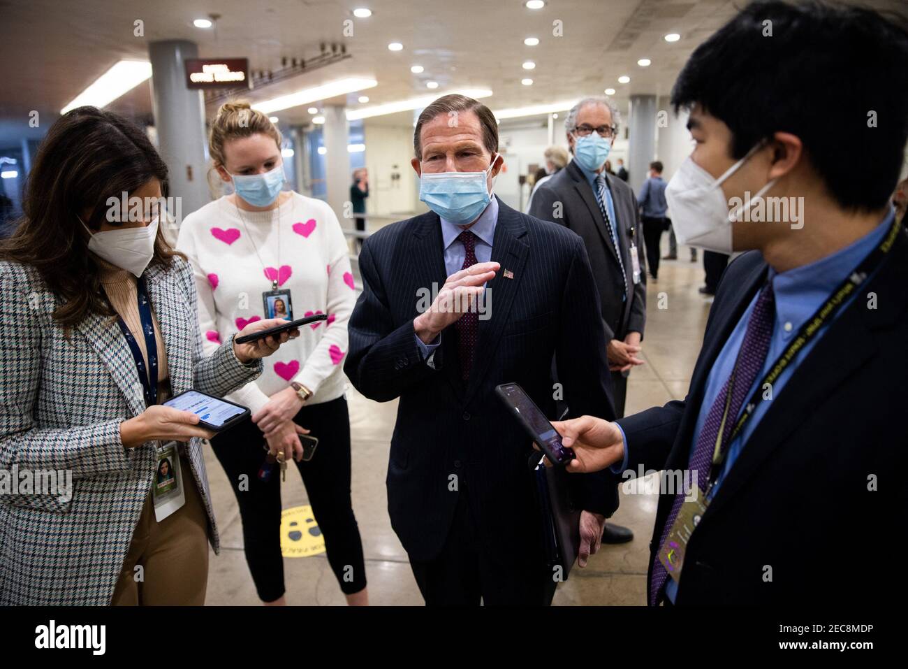 Senator Richard Blumenthal, D-CT, spricht mit Reportern auf dem Capitol ...