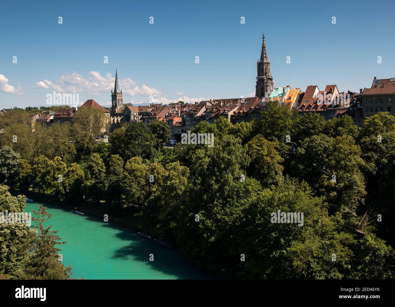 Aare Blick auf den Fluss im sonnigen Sommer Bern, Schweiz ...