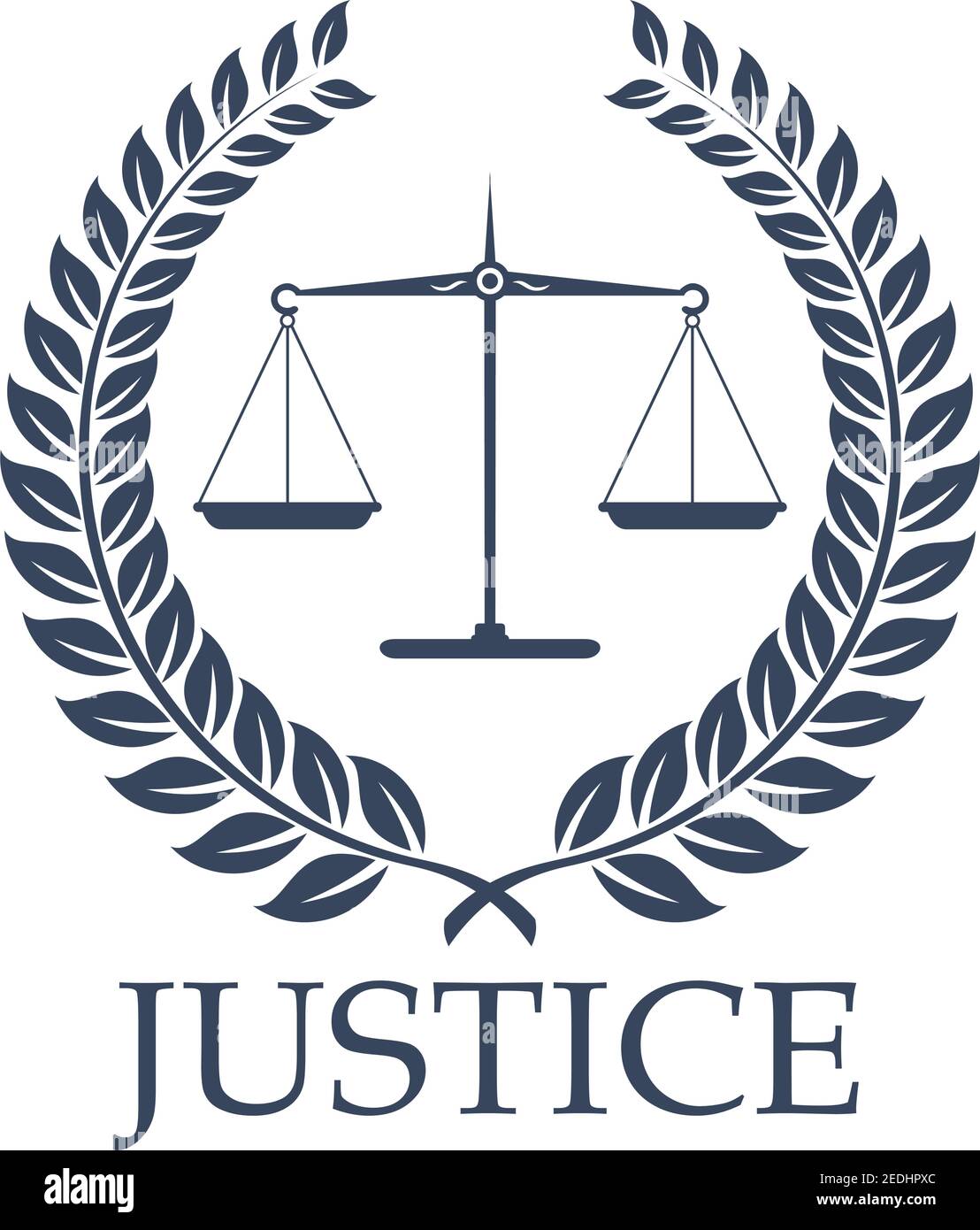 Rechts- oder Rechtssymbol mit Symbolen der Gerechtigkeitsskala und ...