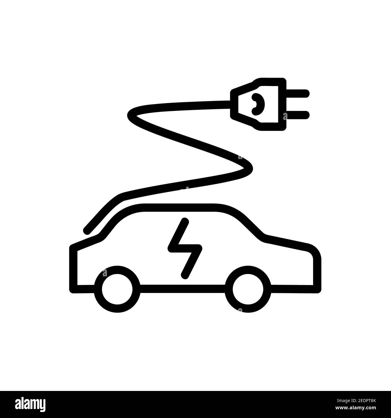 Flaches Symbol für Elektroautos. Piktogramm für Web. Linienhub ...