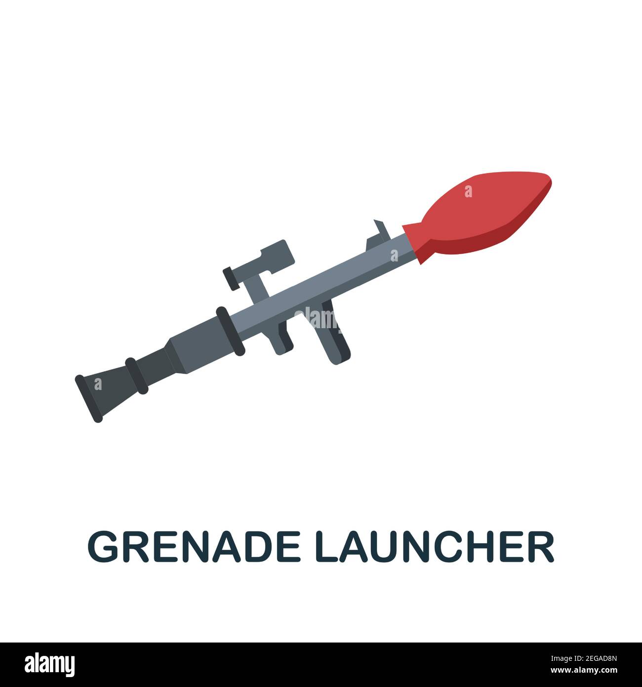 Flaches Symbol für Granatwerfer. Farbe einfaches Element aus ... Flaches Symbol für Granatwerfer. Farbe einfaches Element aus ...