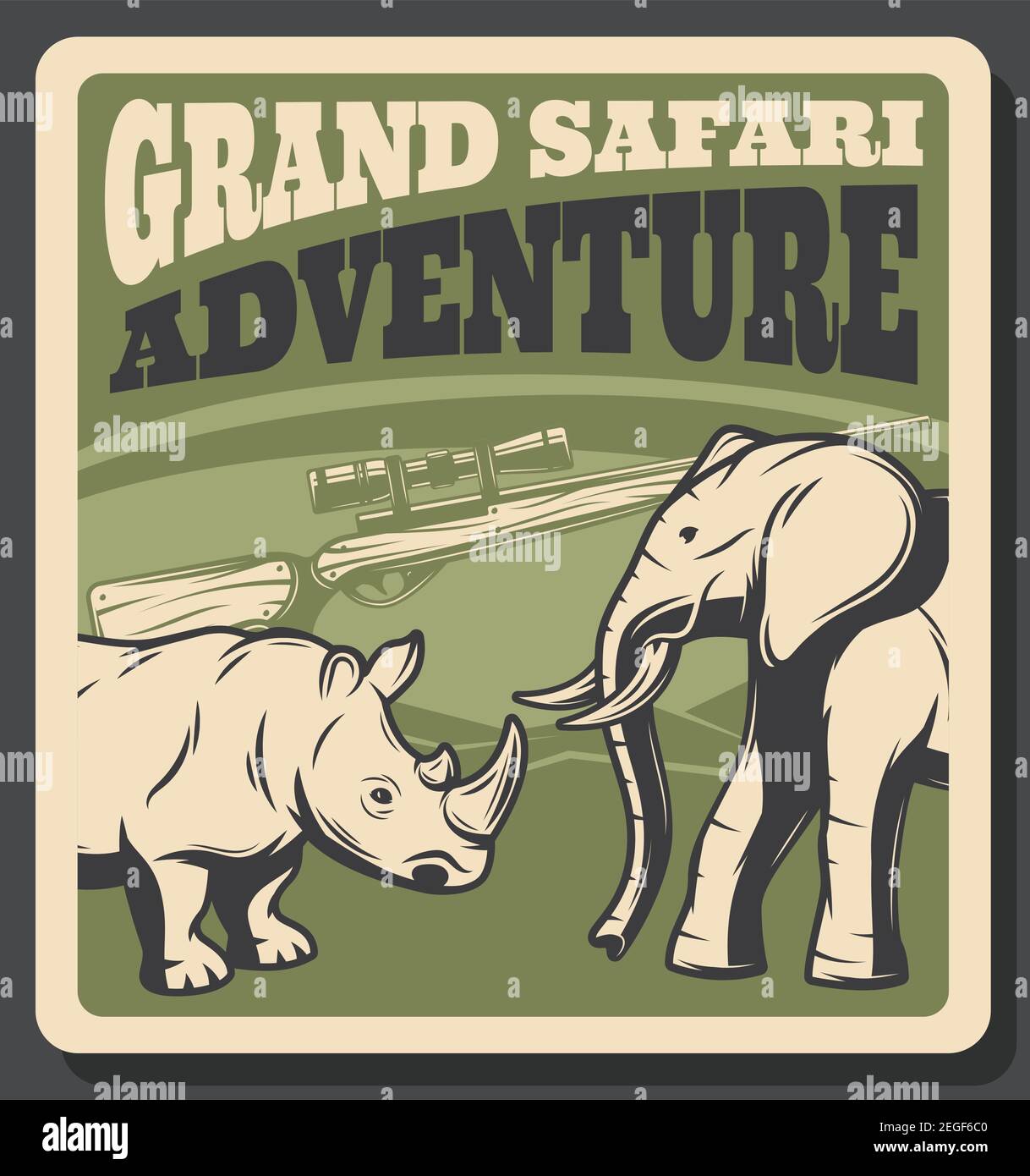 Safari Tier Vintage Poster für Jagd Sport Club Design. Afrikanischer ...
