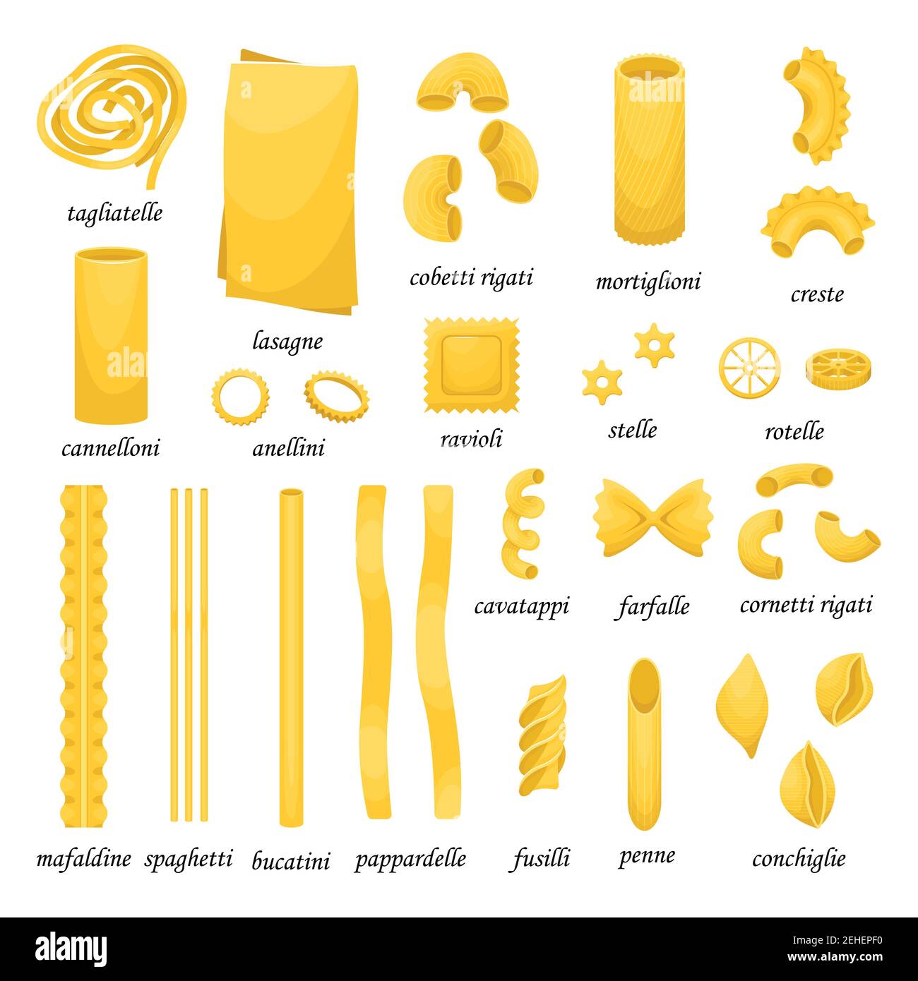 Italienische rohe teigwaren Stock-Vektorgrafiken kaufen - Alamy