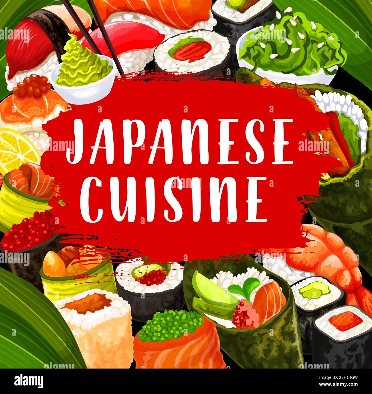 Japanische Küche Brötchen, Temaki und Uromaki, Gunkan und inari, Nigiri ...