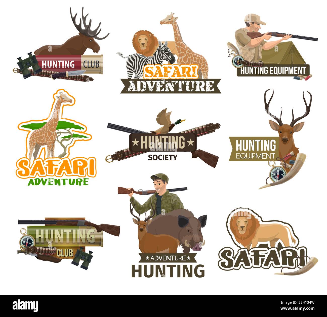 Jagdclub Abzeichen, afrikanische Safari Jagd Abenteuer und Trophäe ...