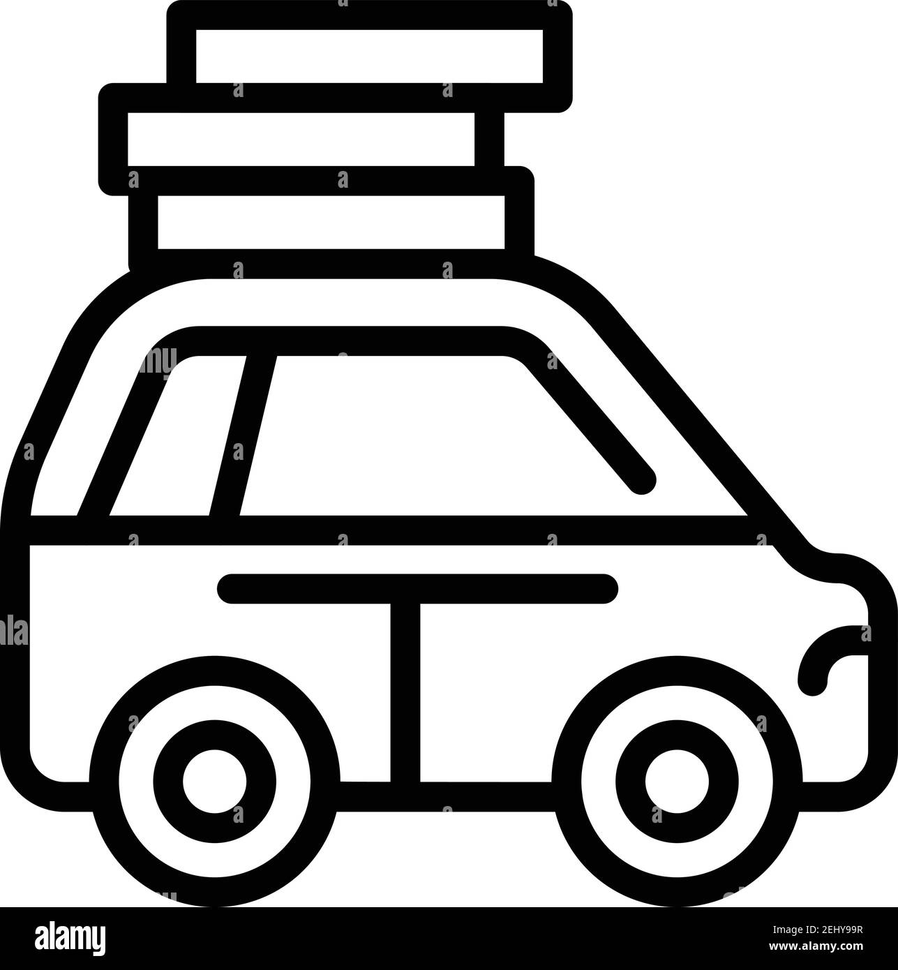 Symbol für die Dachbox des Fahrzeugs. Umriss voll Auto Dach Box Vektor ...