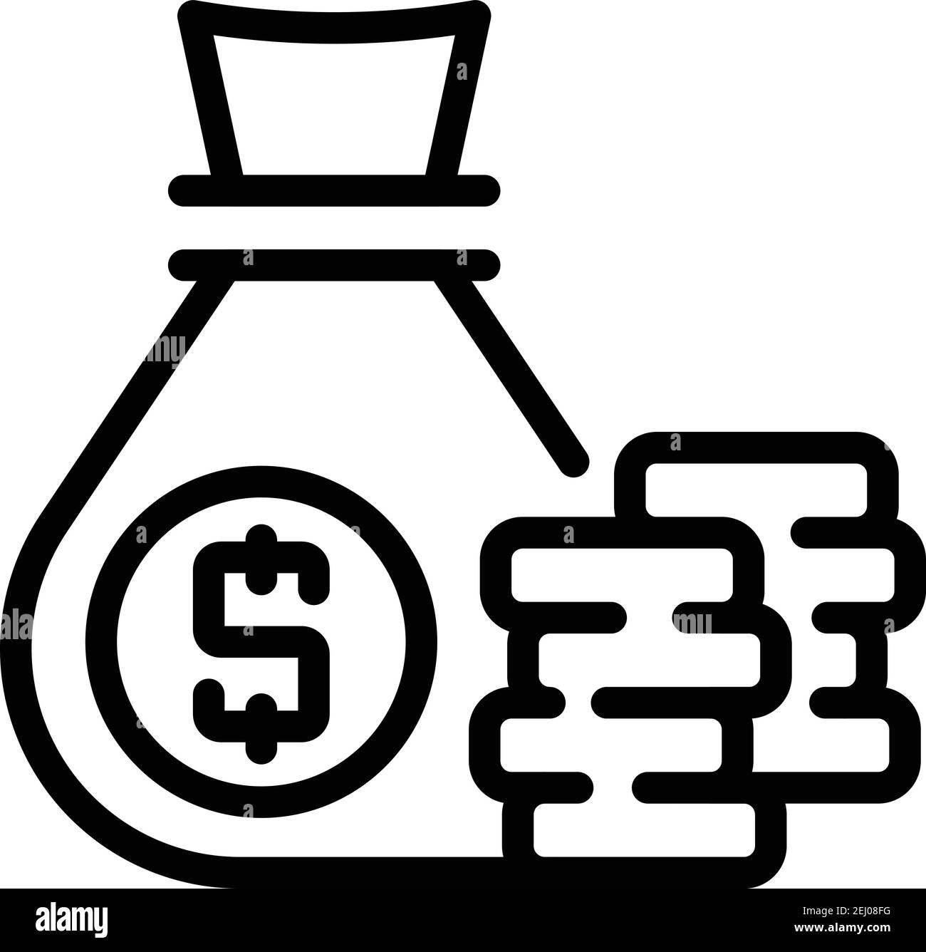 Geldsack-Symbol. Umriss Geld Sack Vektor-Symbol für Web-Design isoliert ...