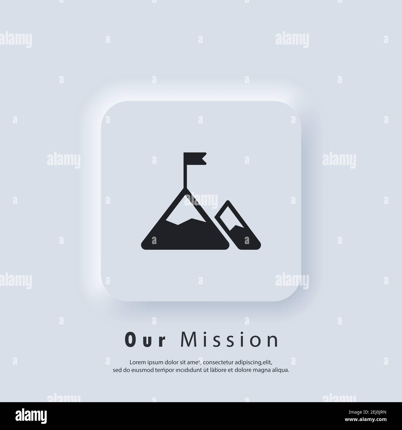 Missionssymbol. Ziel. Logo der Mission. Berg mit einer Flagge. Vektor ...