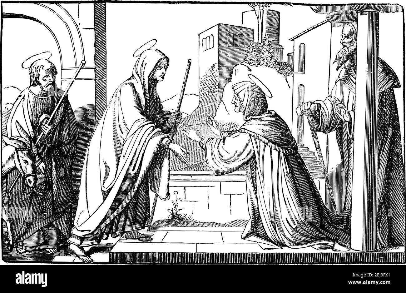 Elisabeth, Mutter von Johannes dem Täufer, besucht von Jungfrau Maria ...