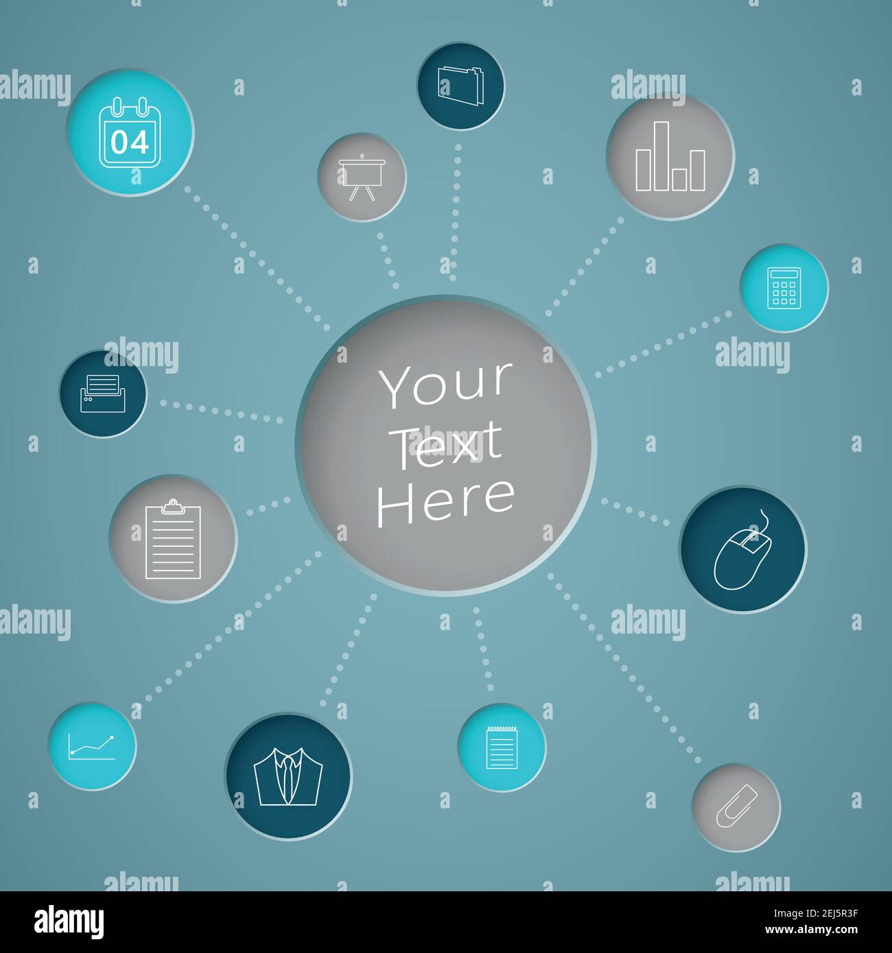 Infografik Text Kreis Mit Links Zu Corporate Icons Stock-Vektorgrafik ...