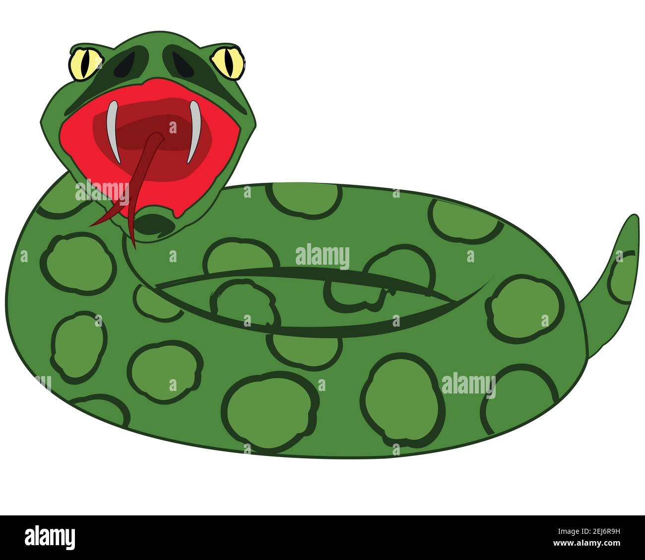 Vektor-Illustration der Cartoon groveling Schlange mit offenem Mund ...