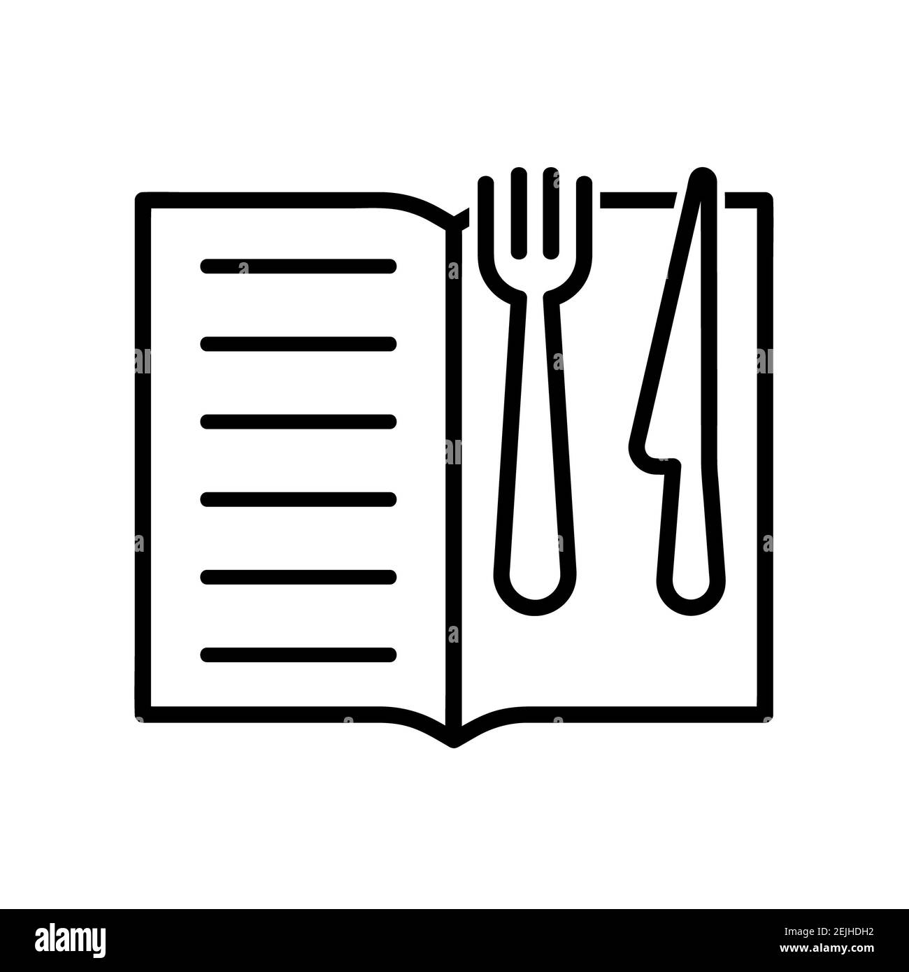 Menü mit Gabel und Messer flach Symbol. Piktogramm für Web. Linienhub ...