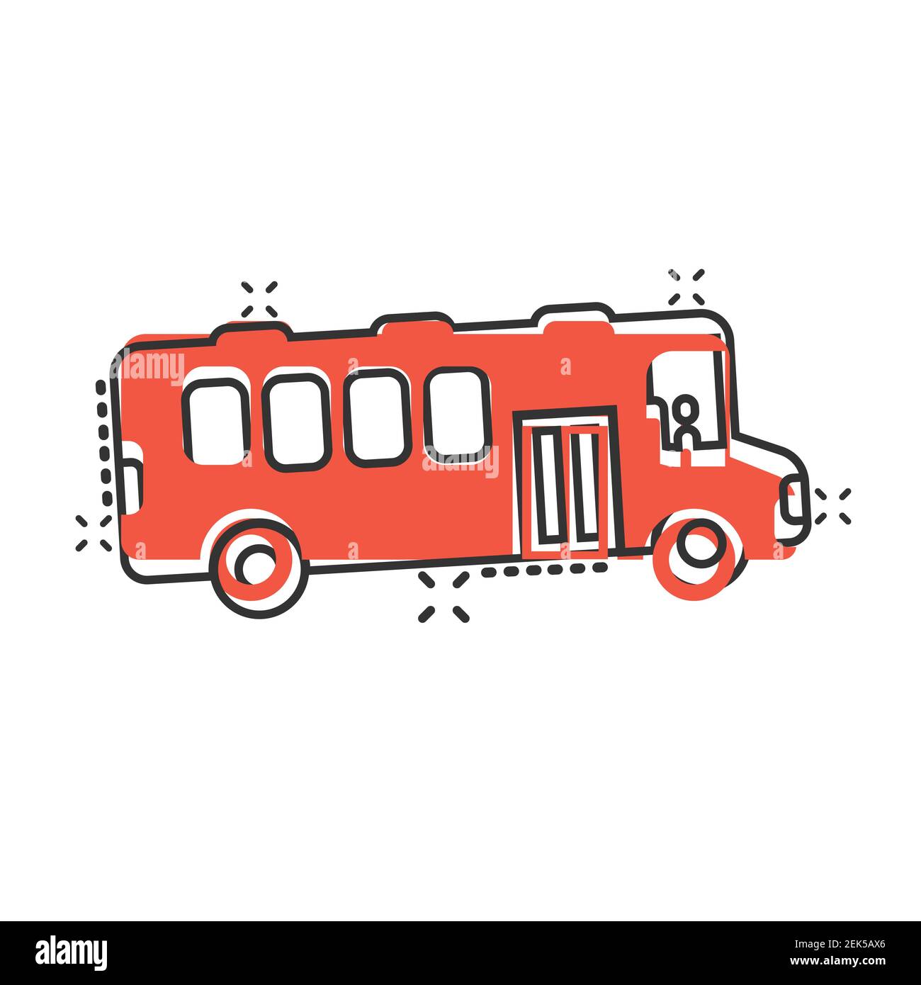 Bus-Ikone im Comic-Stil. Coach Cartoon Vektor-Illustration auf weißem ...