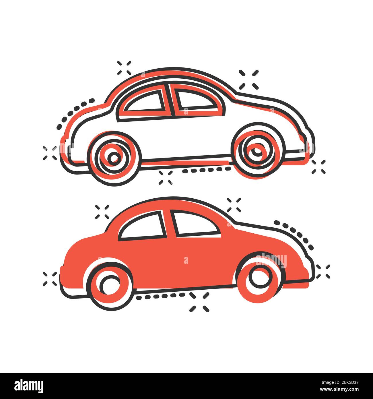 Auto-Symbol im Comic-Stil. Automobil-Fahrzeug Cartoon Vektor ...