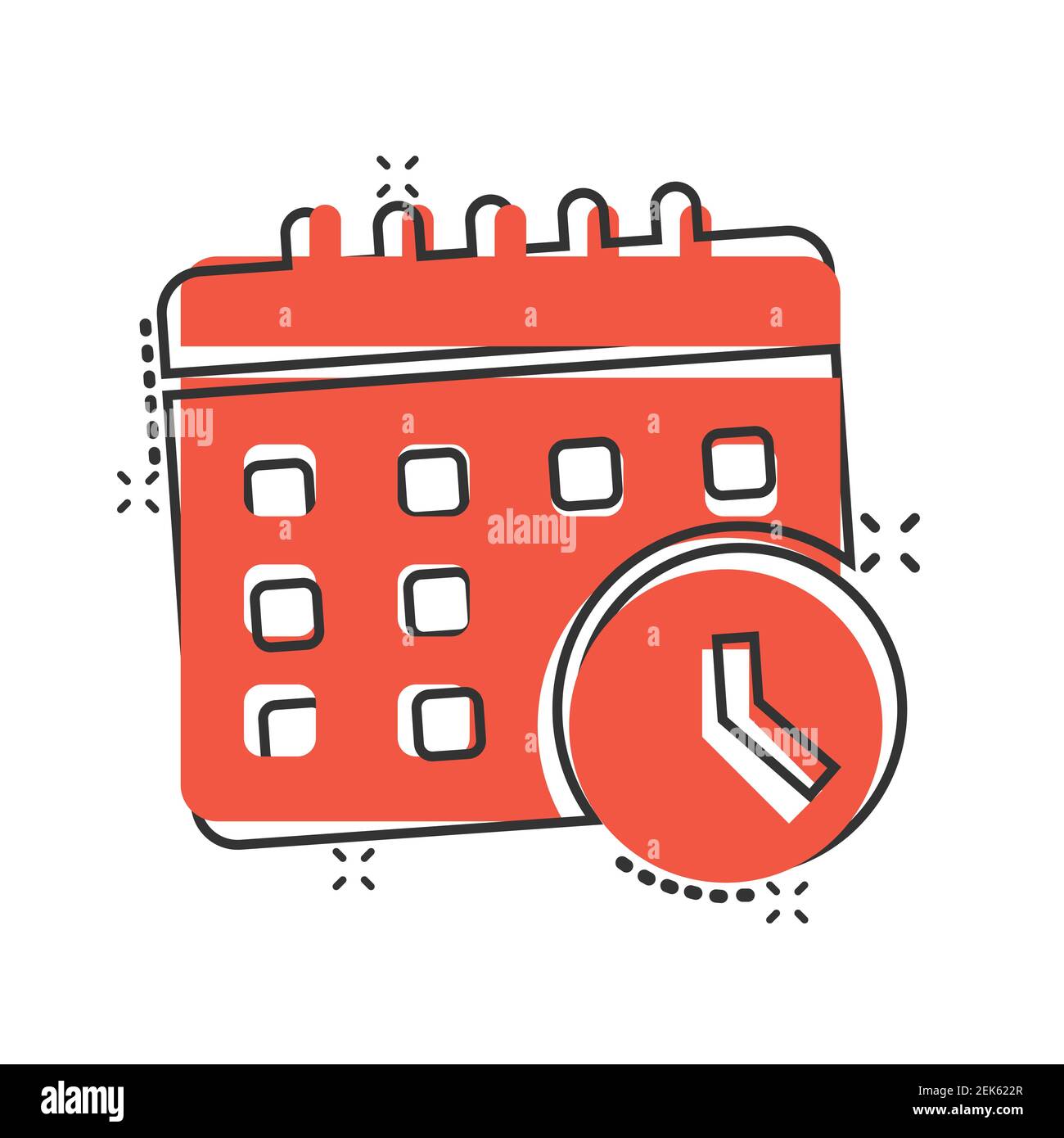 Kalender mit Uhr-Symbol im Comic-Stil. Agenda Cartoon Vektor ...