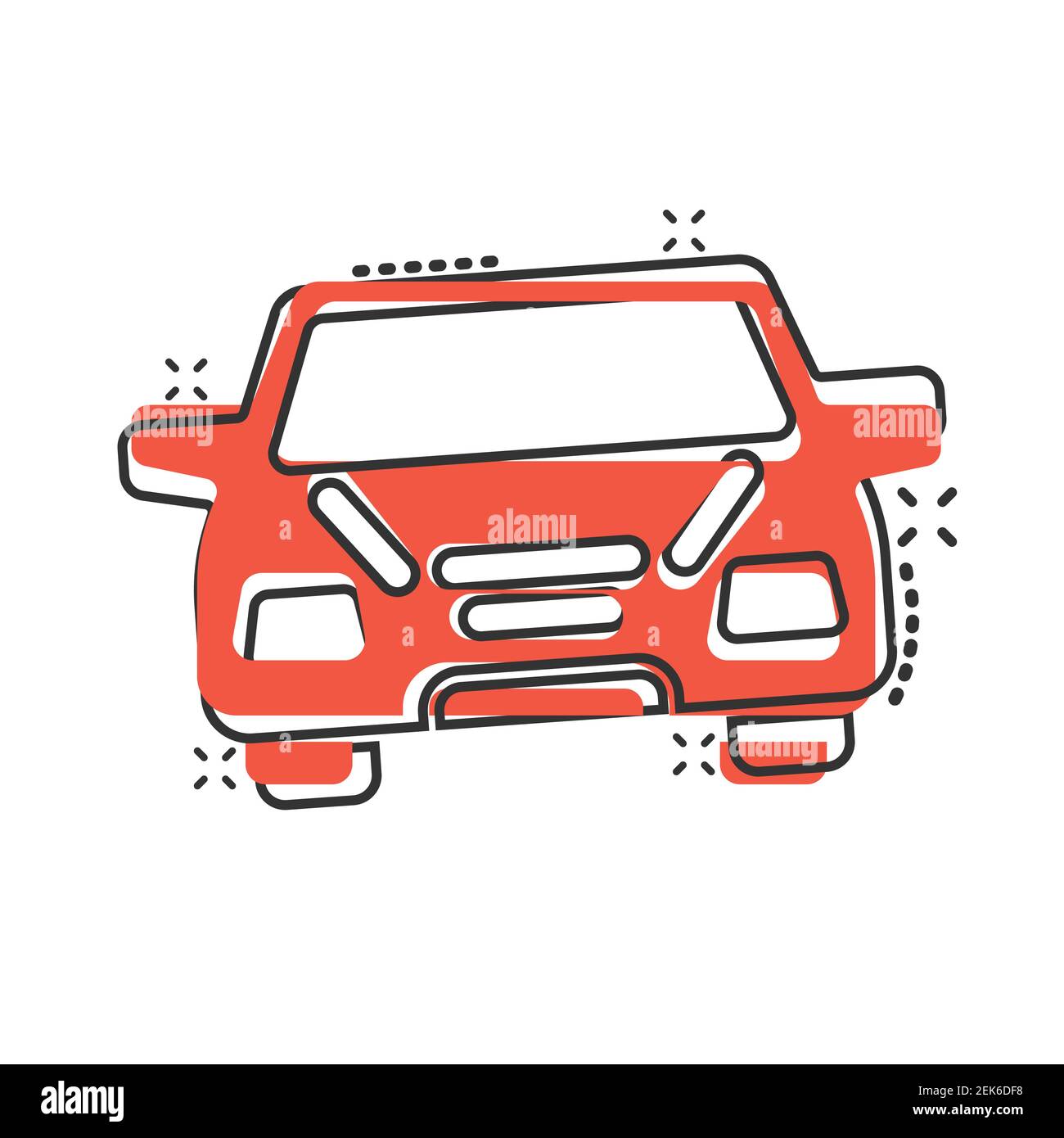 Auto-Symbol im Comic-Stil. Automobil-Fahrzeug Cartoon Vektor ...