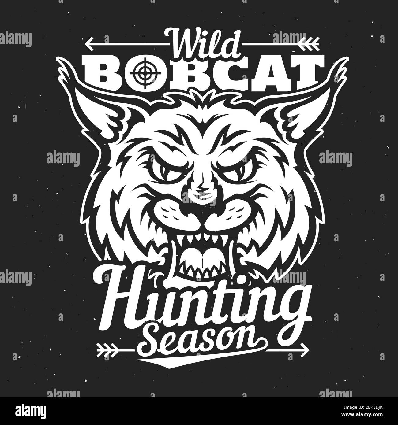 Jagdverein Abzeichen, wild Bobcat Jagd T-Shirt Druckvorlage. Vektor ...