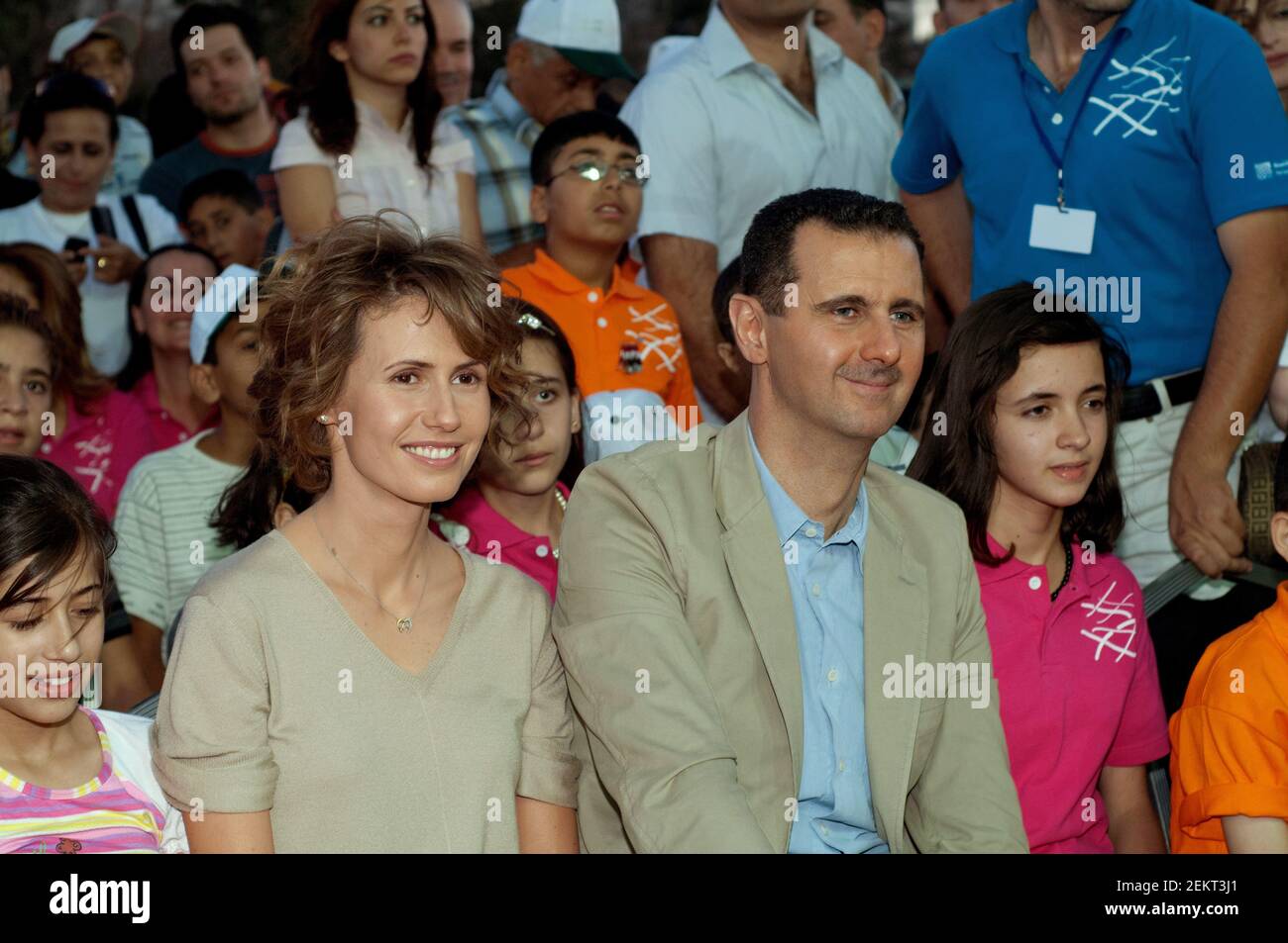 Der syrische Präsident Bashar Al Assad und die erste Frau Asma Al Assad ...