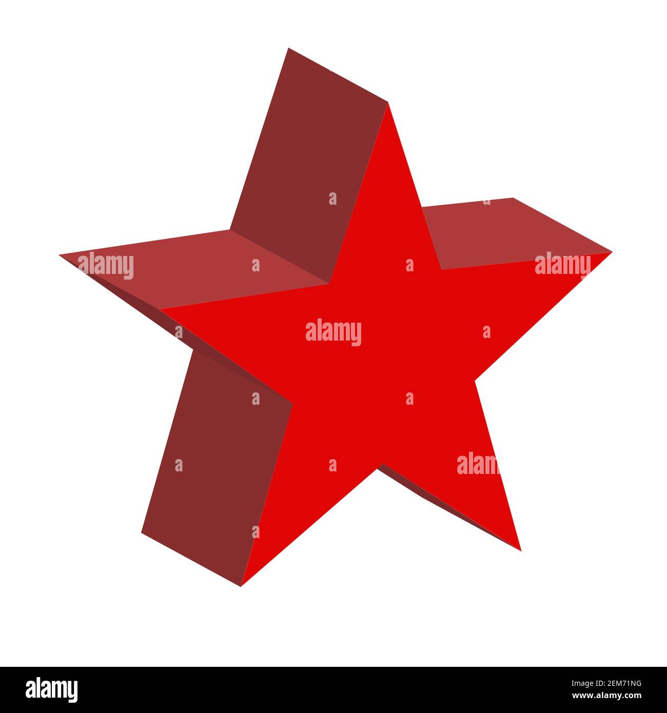 Rotes 3D-Sterne-Symbol auf weißem Hintergrund. Flacher Stil. 3D-Sterne ...
