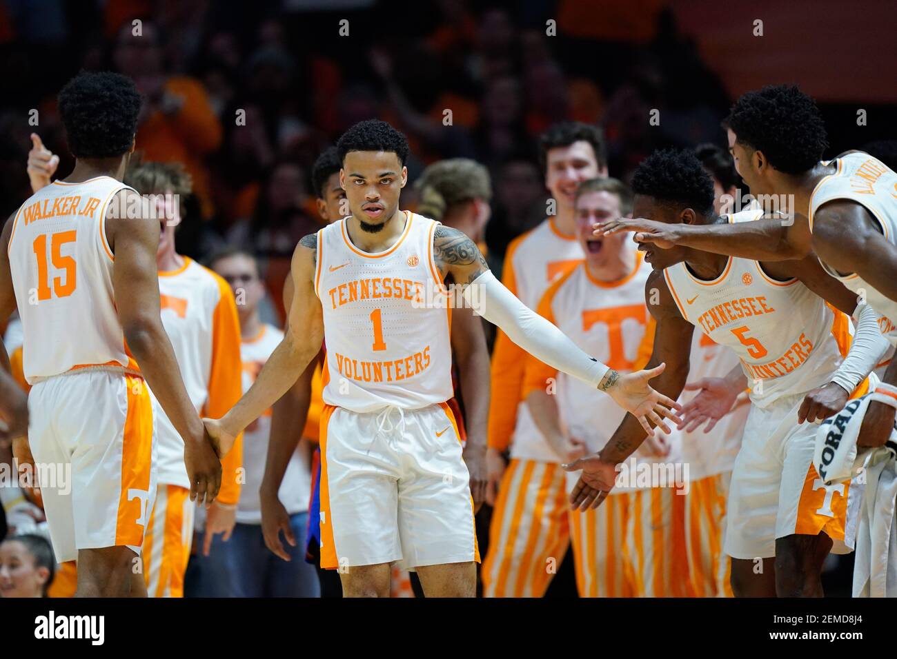 9. Februar 2019: LaMonte Turner #1 der Tennessee Volunteers wird nach ...