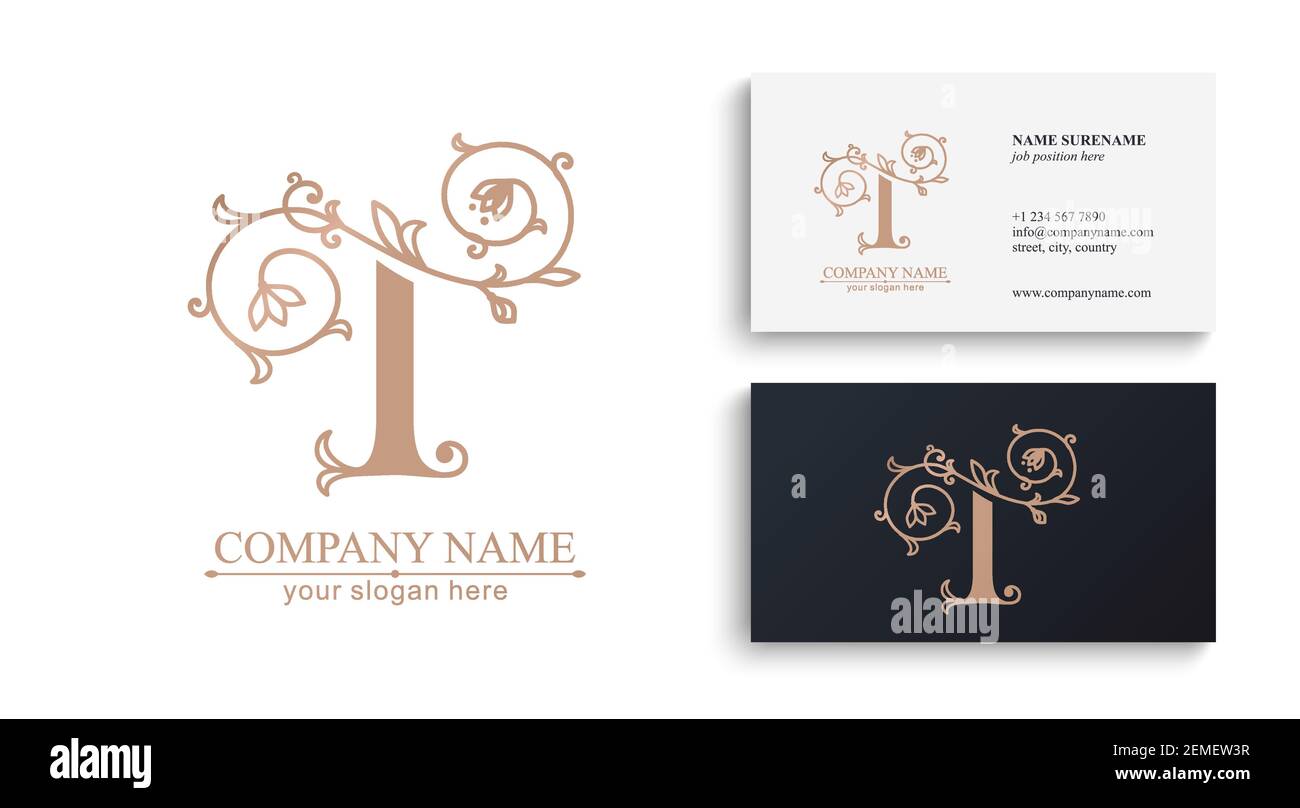 Vorlage für T-Logo. Monnogram, zartes florales Dessin. Persönliches ...