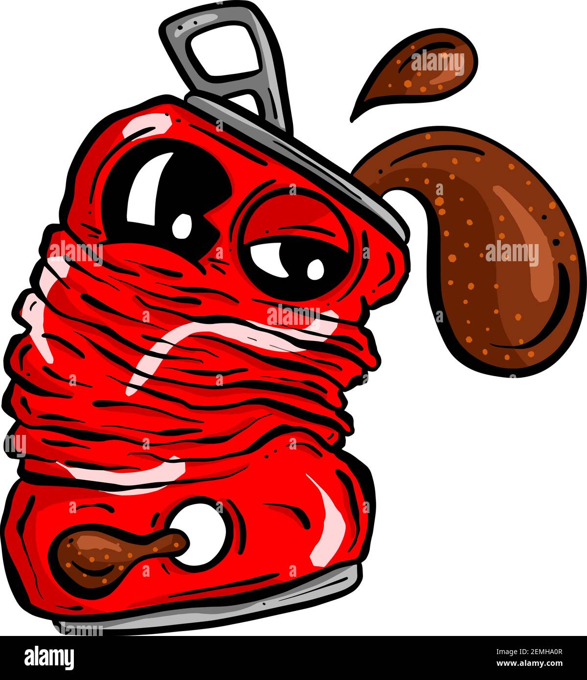 Cartoon Cola Soda Pop Crushed Dose Cartoon Vektor Illustration Stock ...