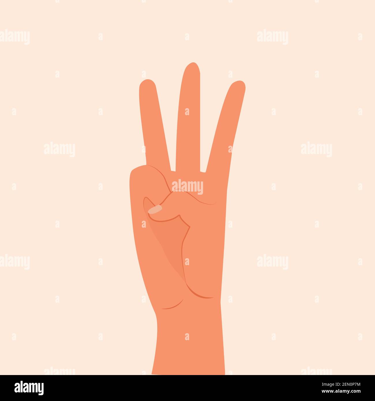 Hand zeigt Vektorgrafik mit vier Fingern. Zeigt die Zahl vier mit den ...