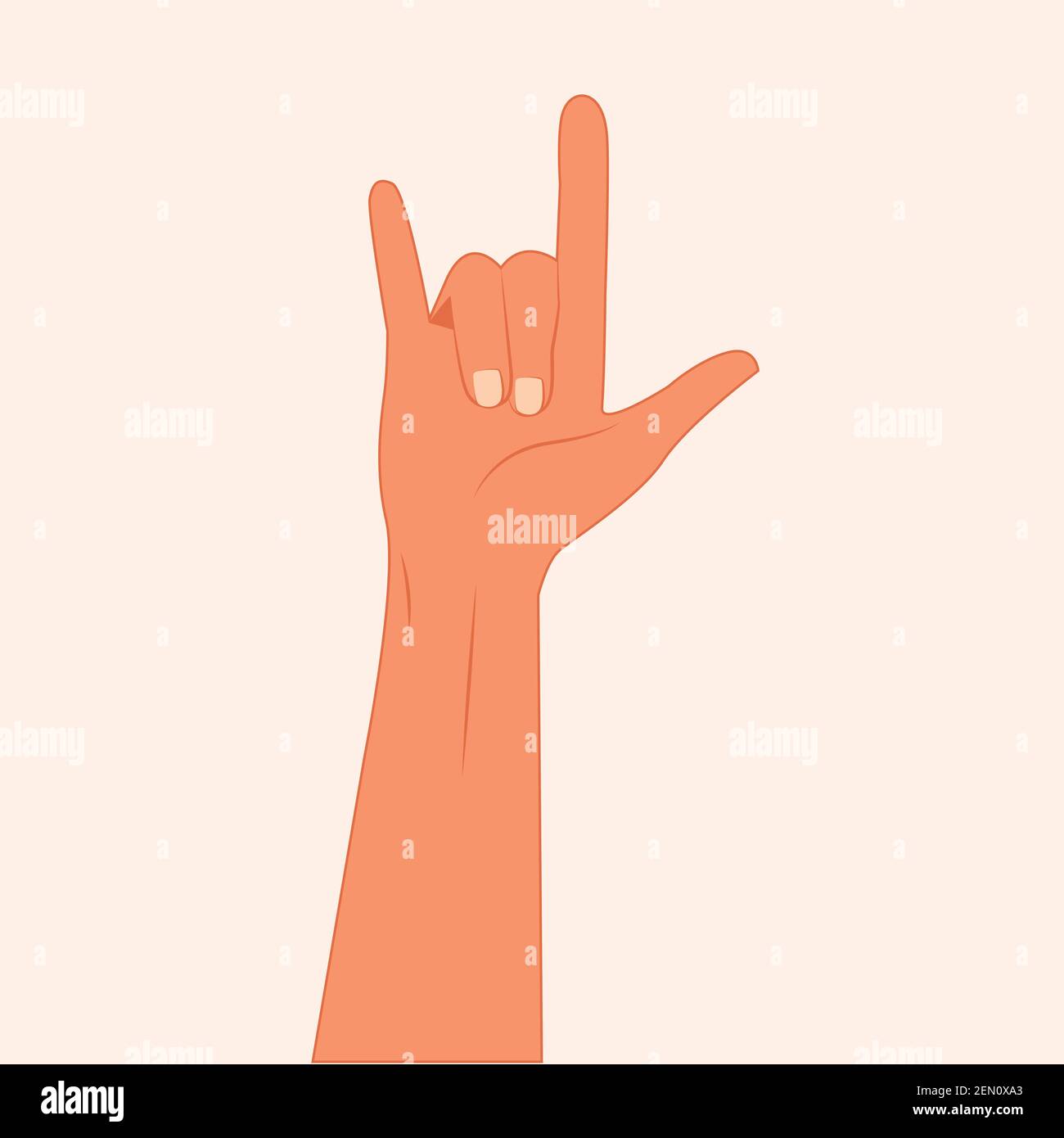 Hand zeigt drei Finger Heavy Metal Rock-n-Roll-Zeichen, Rock Symbol ...