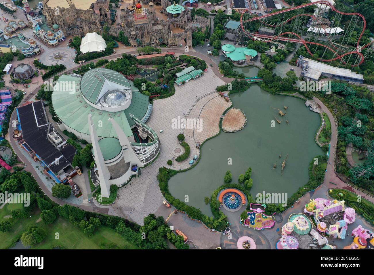 Jiangsu,CHINA-Luftbild zeigt China Dinosaurier Park in Changzhou ...