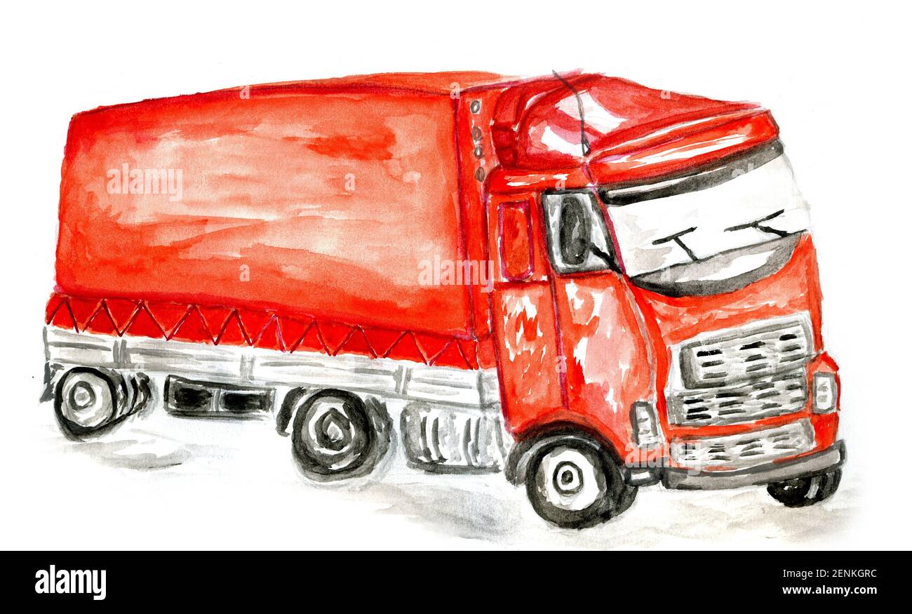 Cartoon rot große Spur, handgezeichnete Illustration Stockfotografie ...