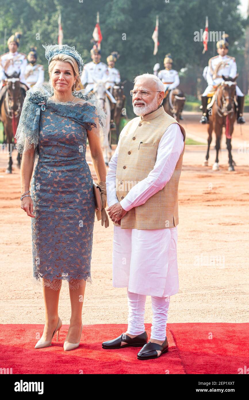 Königin Maxima mit Premierminister Narendra Modi und seiner Frau ...