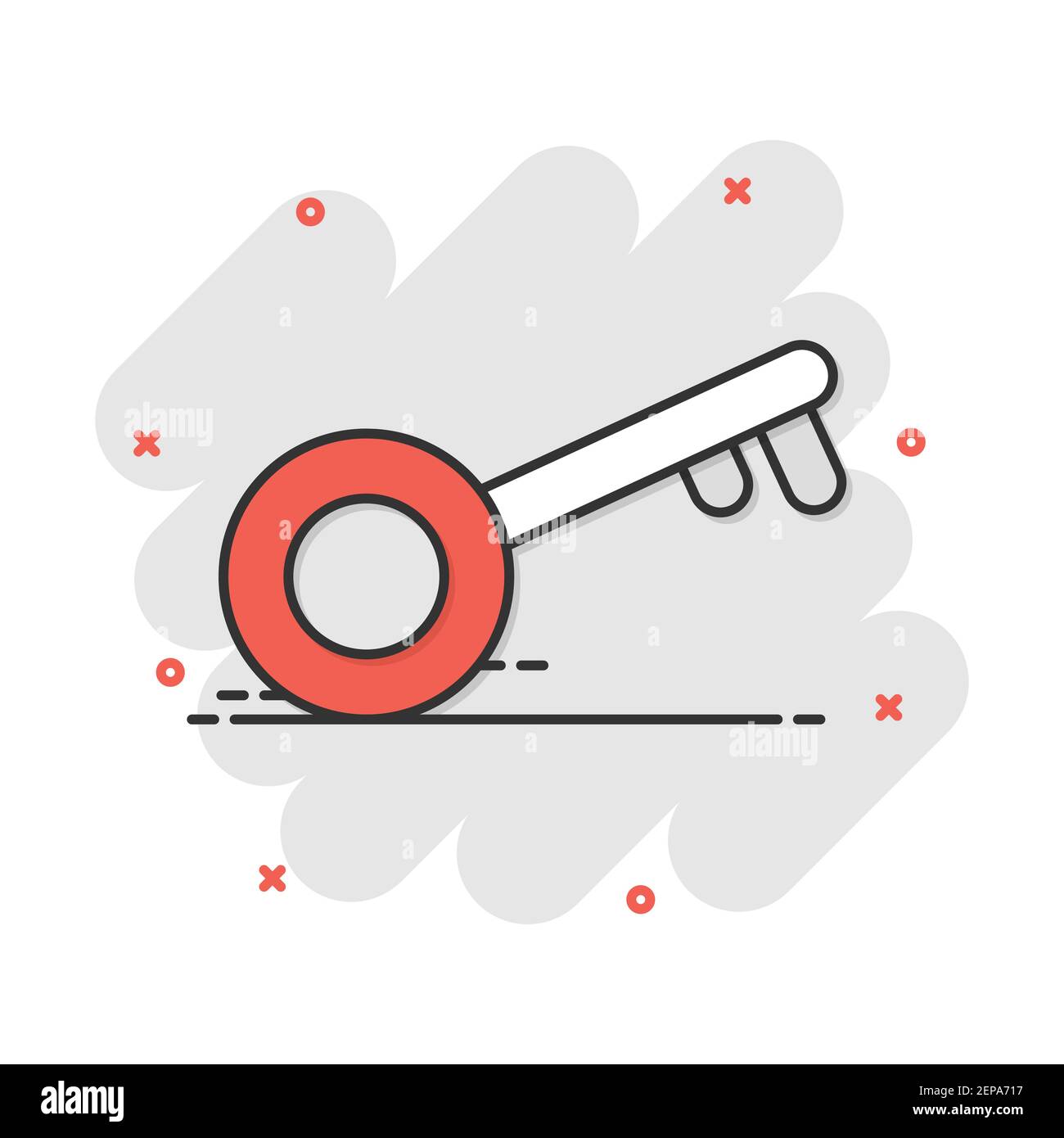 Vektor cartoon Schlüsselsymbol im Comic-stil. Zeichen Abbildung ...