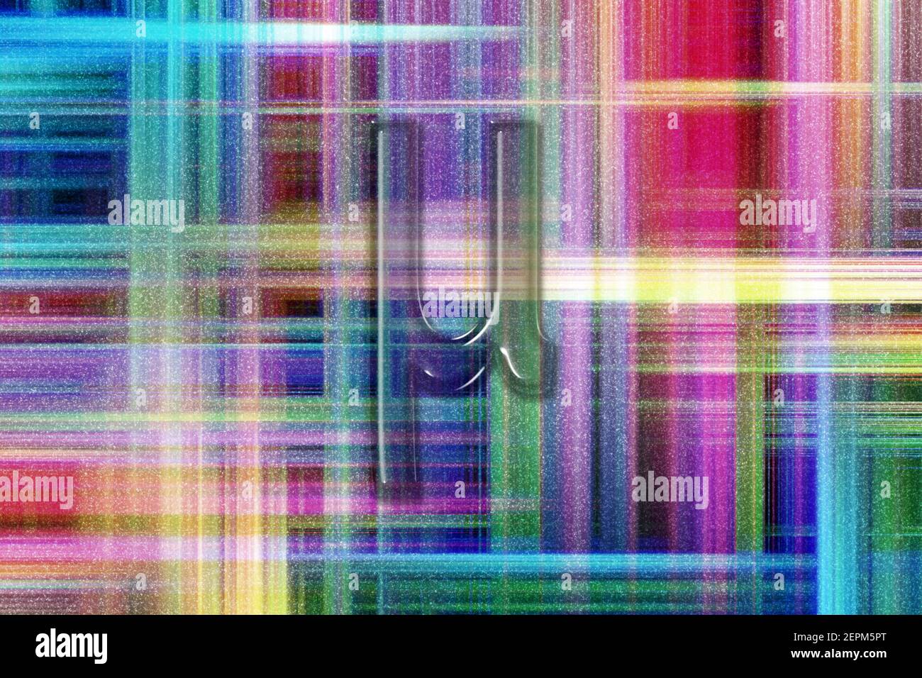 Mu-Zeichen. Mu-Buchstabe, griechisches Alphabet-Symbol, bunt karierter ...