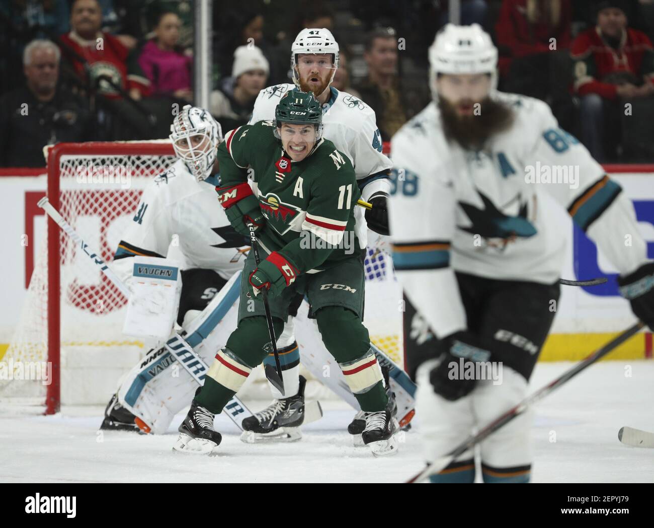 Minnesota Wild linken Flügel Zach Parise (11) erwartet einen ...