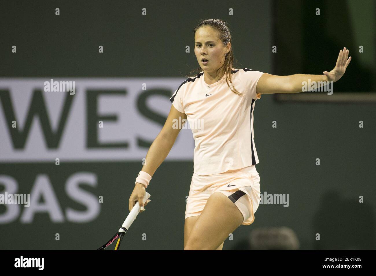 13. März 2018: Daria Kasatkina (RUS) besiegte Caroline Wozniacki (DEN ...