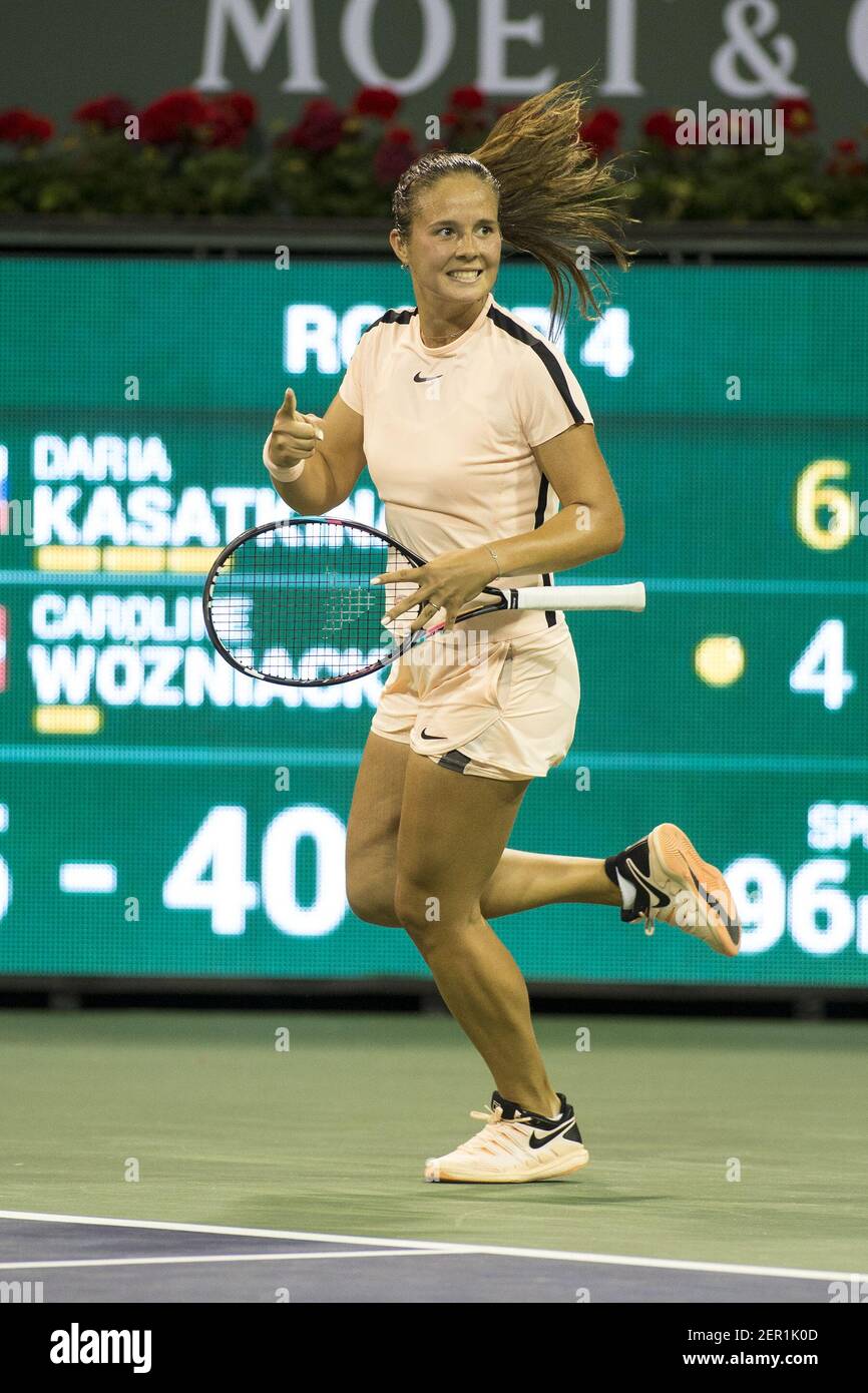 13. März 2018: Daria Kasatkina (RUS) besiegte Caroline Wozniacki (DEN ...