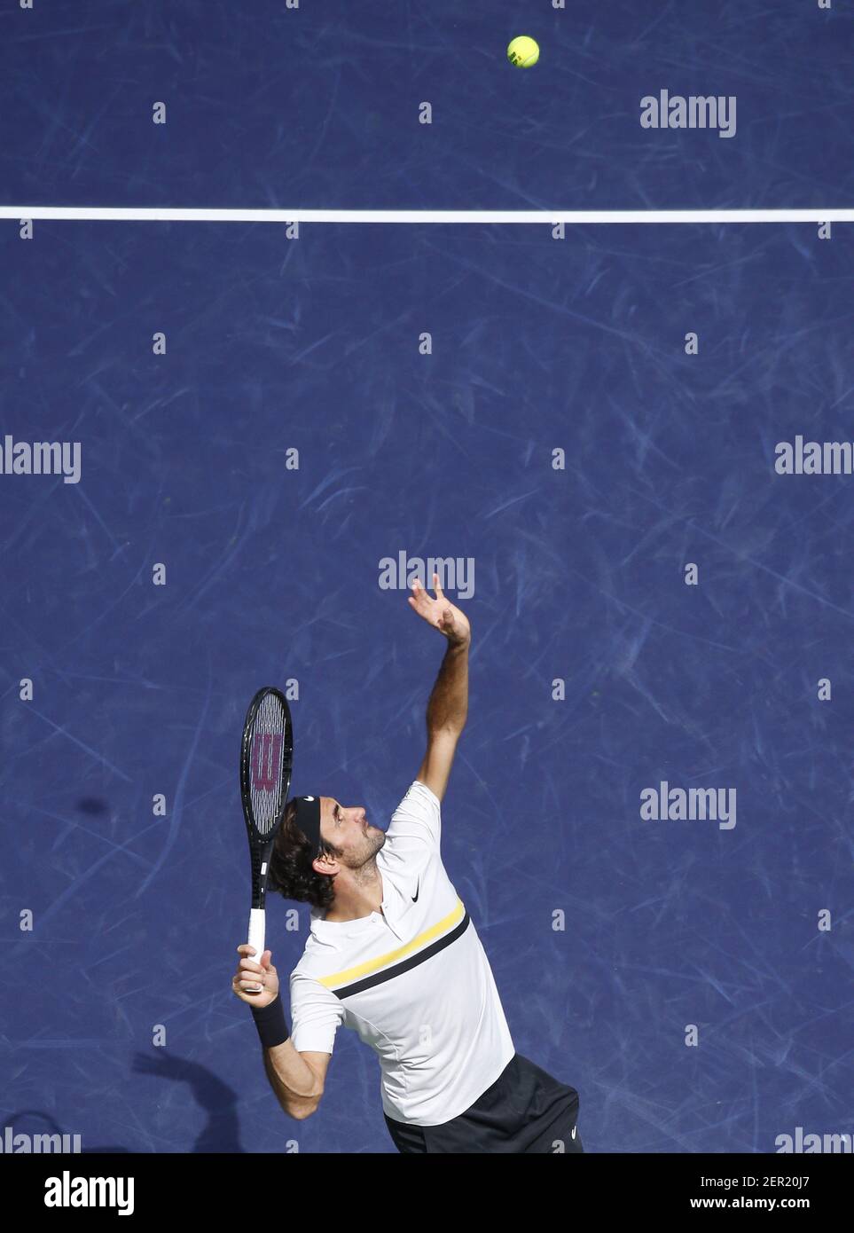 17. März 2018 Roger Federer (SUI) gegen Borna Coric (CRO) während des ...