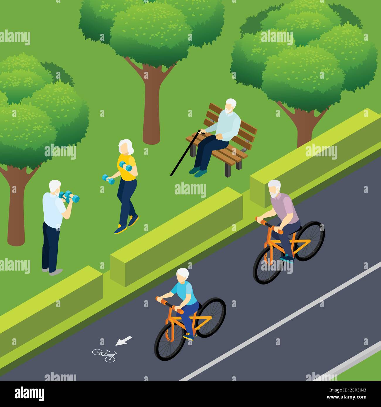 älteres paar sitzt auf parkbank Stock-Vektorgrafiken kaufen - Alamy