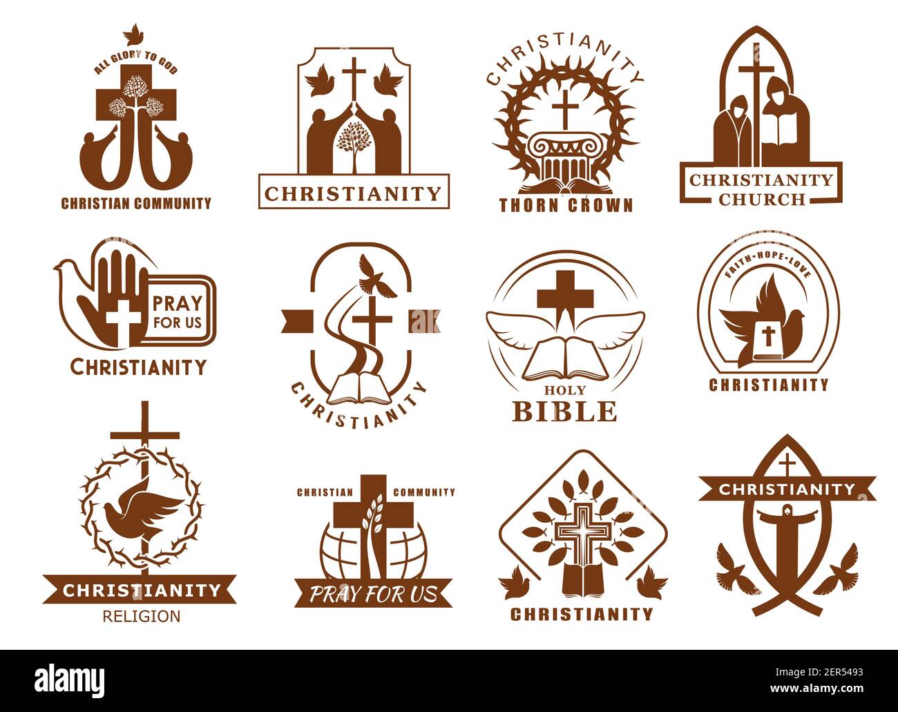 Symbole Der Christlichen Religion Symbole Des Christentums Stock