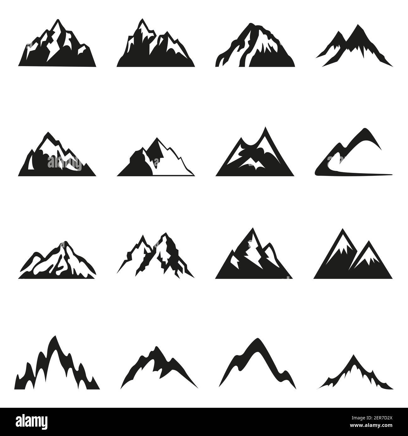 Set von Berg Silhouetten Symbole, Logo-Design, isoliert auf weißem ...