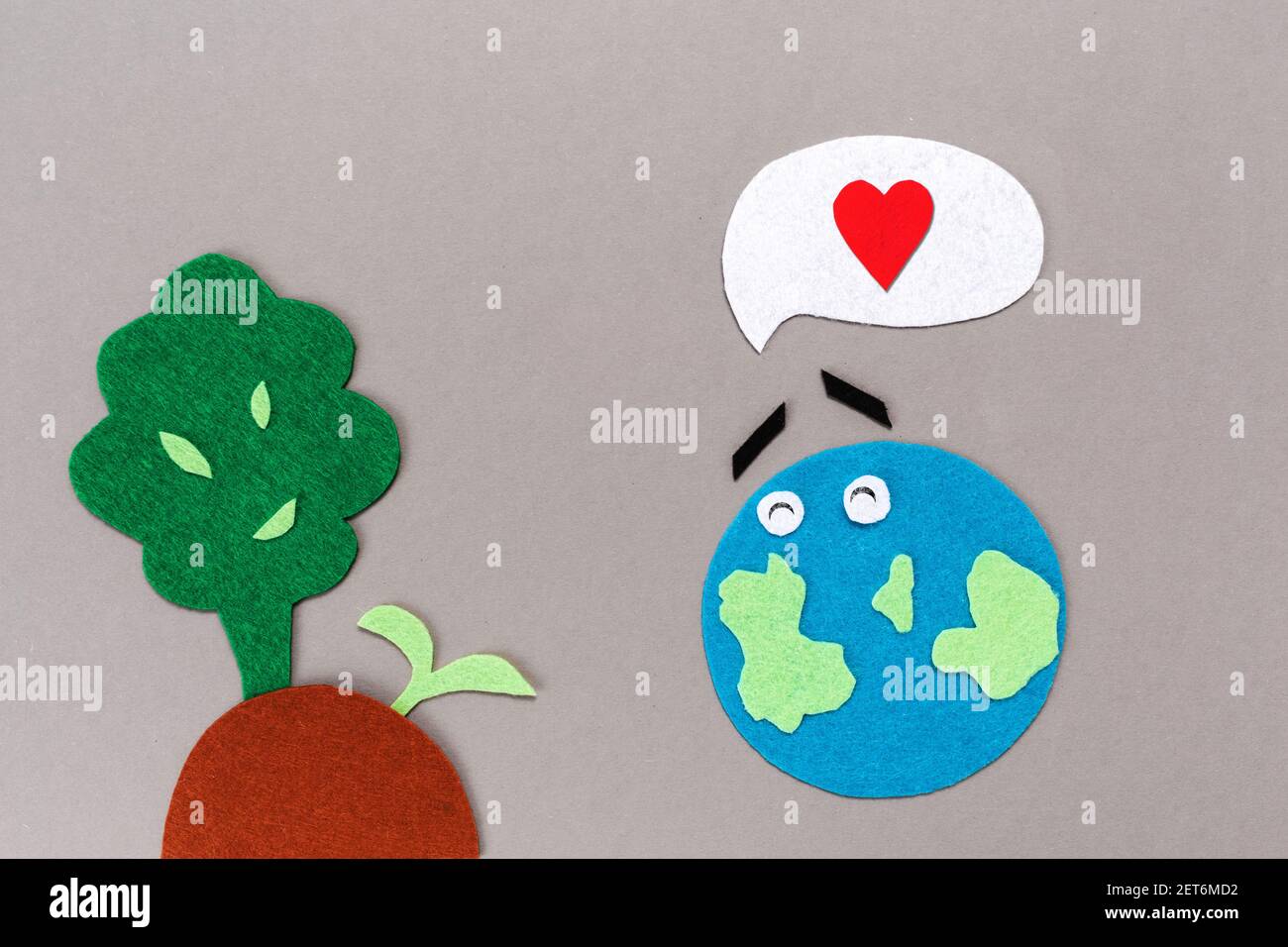Tag Der Erde. Geschnitten aus Filz der Planet Erde mit glücklichen ...