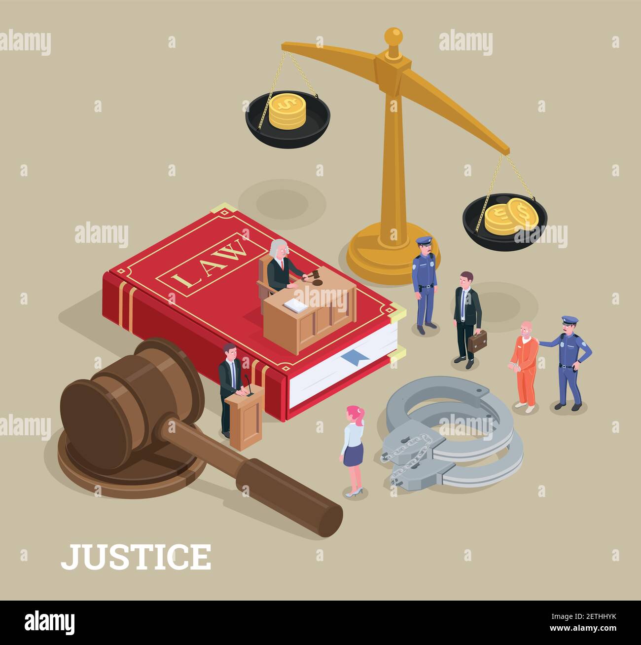 Recht Gerechtigkeit isometrische konzeptuelle Zusammensetzung mit ...