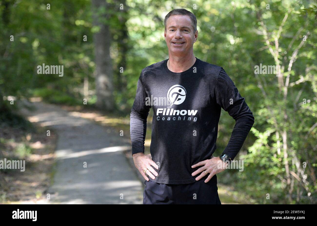 Dean Otto auf einem Wanderweg in der Nähe seines Charlotte, N.C. Haus ...