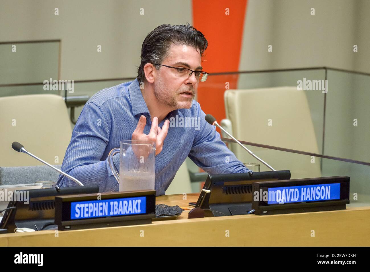 David Hanson, Gründer und Chief Executive Officer von Hanson Robotics ...