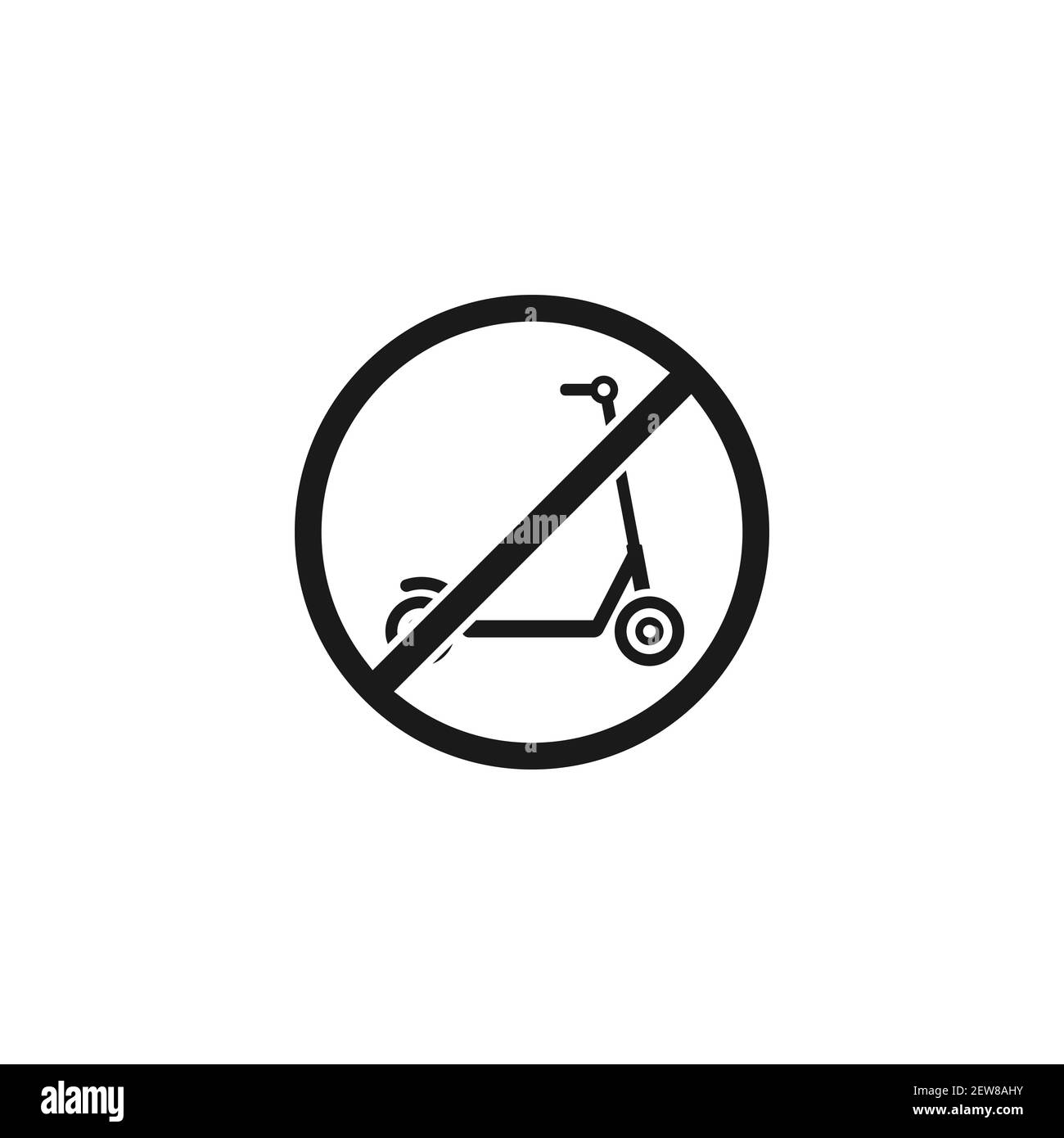 Schwarzer Kick Scooter oder Laufrad in rot gekreuzten Kreis Symbol. Kein Push Scooter s Schild ...